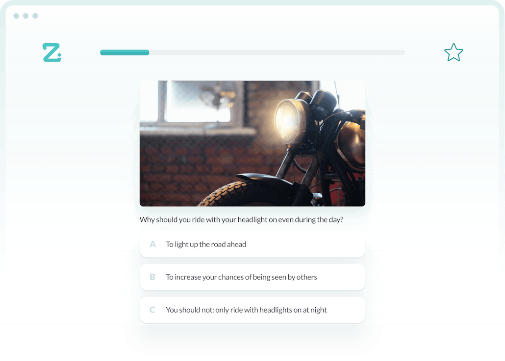 FREE 2024 Motorcycle Permit Practice Test | Zutobi Drivers Ed
