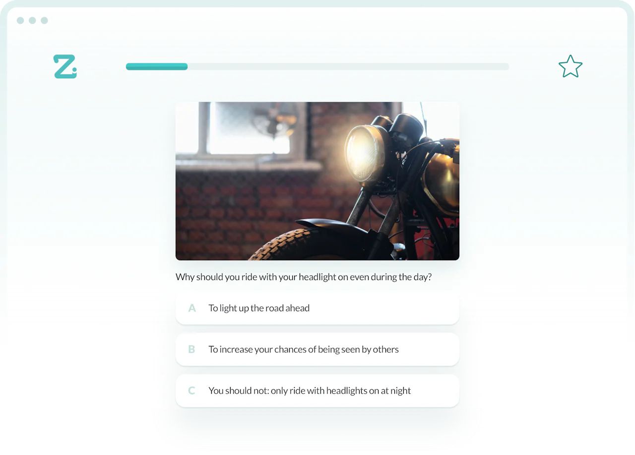 FREE 2026 Motorcycle Permit Practice Test | Zutobi Drivers Ed