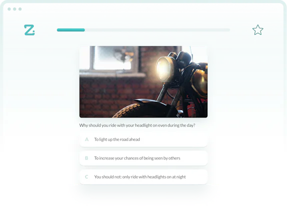FREE 2026 Motorcycle Permit Practice Test | Zutobi Drivers Ed