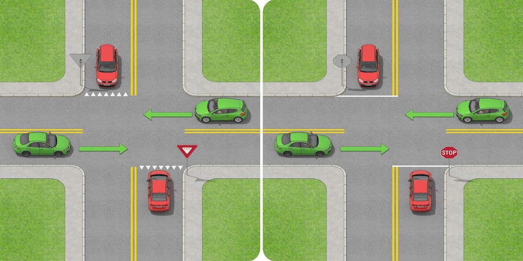 Who Goes First at Controlled Intersections? STOP & YIELD Signs